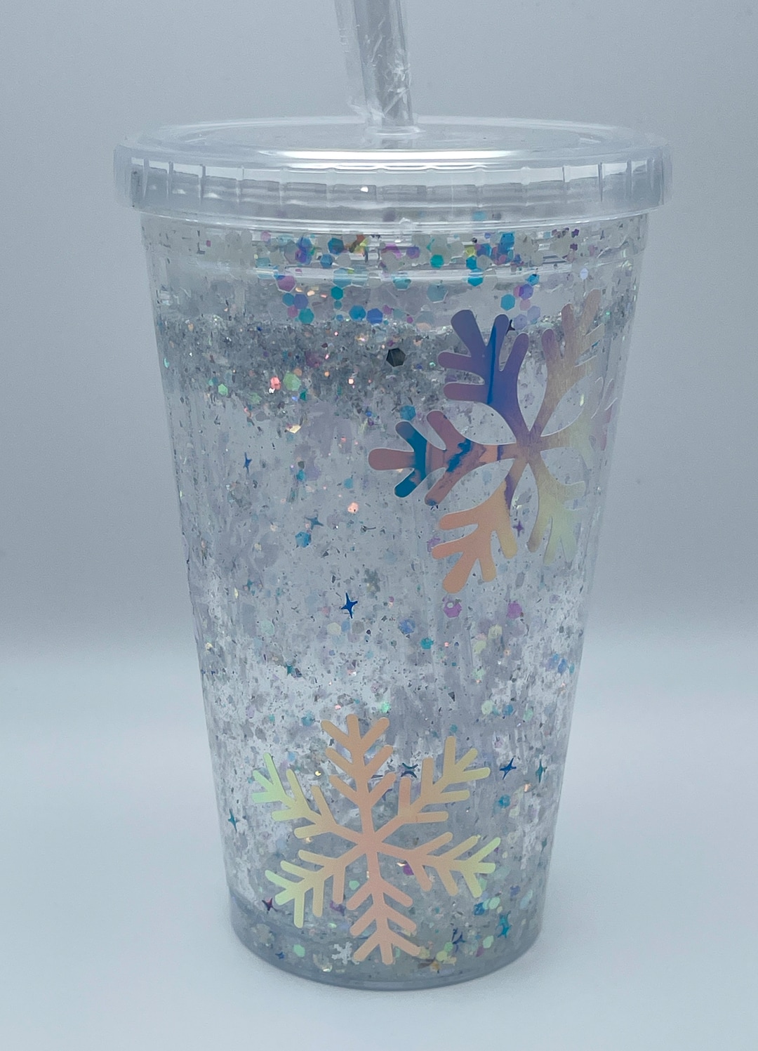 Snowflake Winter Glitter Snow Globe 18oz Cup Tumbler - Etsy