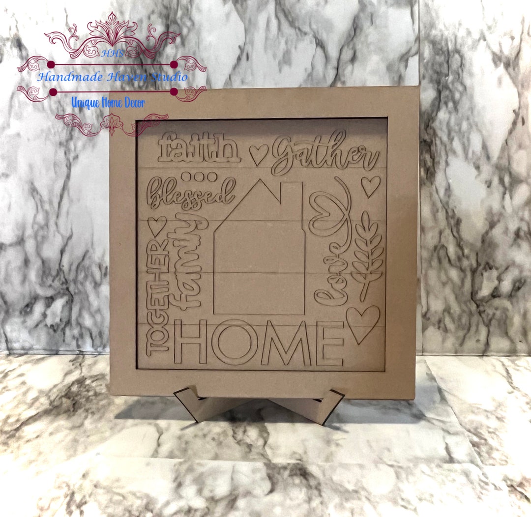 Home Word Sign MDF Family Love Gift for Her Gift for Mom MDF Laser Cut ...