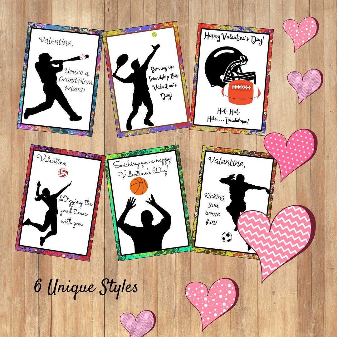 Sports Valentine's Cards - Printable Class Valentines (digital Download ...