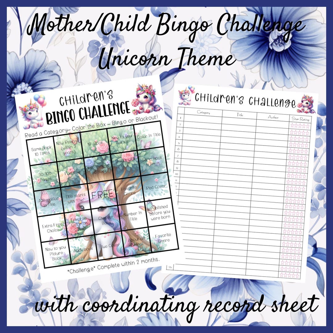 Unicorn-themed Reading Bingo for Moms & Kids – Magical Printable - Etsy