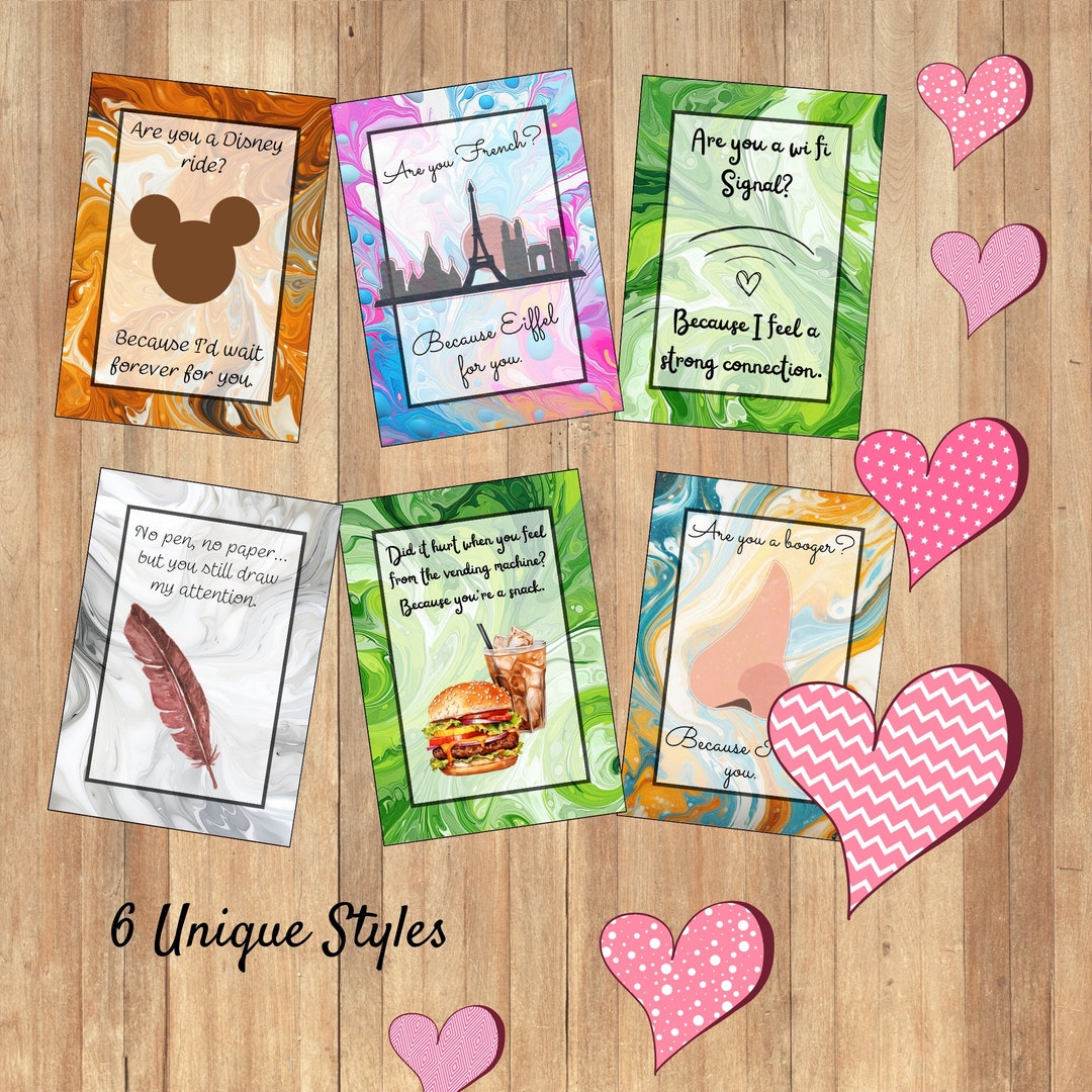 Funny 'rizz' Valentines Cards: Pick-up Line Printables (2.75" X 3.75 ...