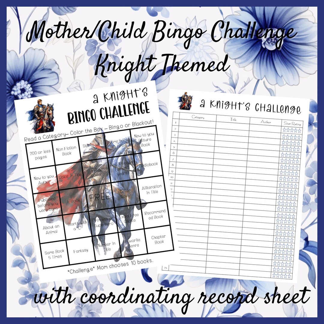 Knight-themed Reading Bingo for Moms & Kids – Fun Printable Challenge ...