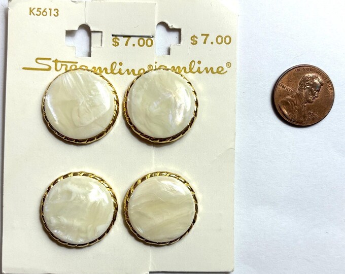 4 Pc Pearl Buttons Vintage Streamline 7/8" Goldtone Accent Shank NEW - Etsy