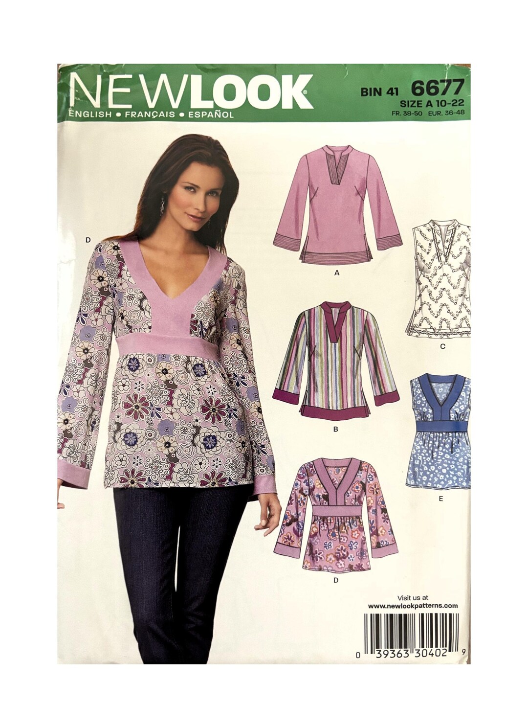 Women's Top Tunic Sewing Pattern New Look 6677 Size 10-22 New & Uncut ...