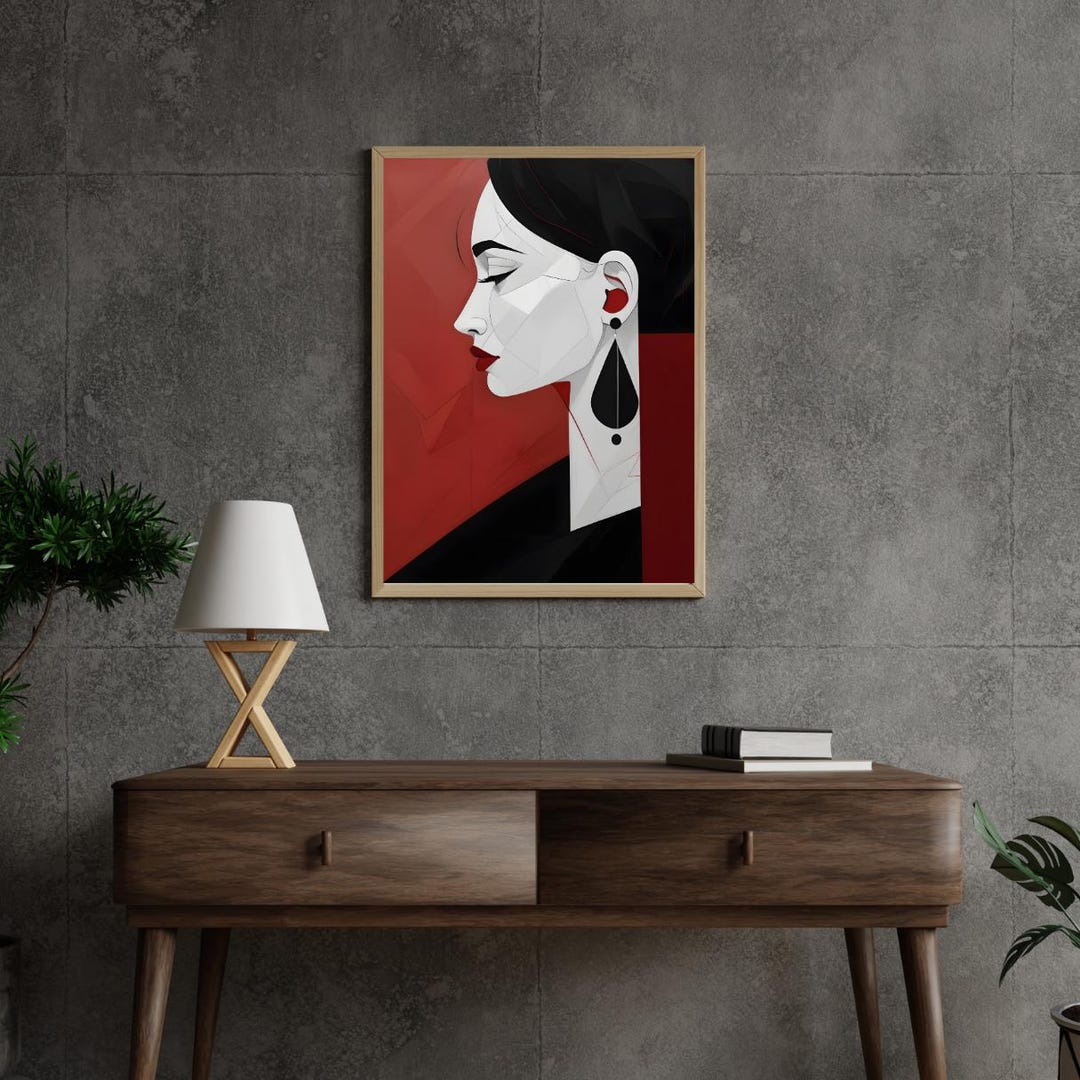 Red Abstract Woman Profile Print - Red Abstract Woman Profile Poster ...