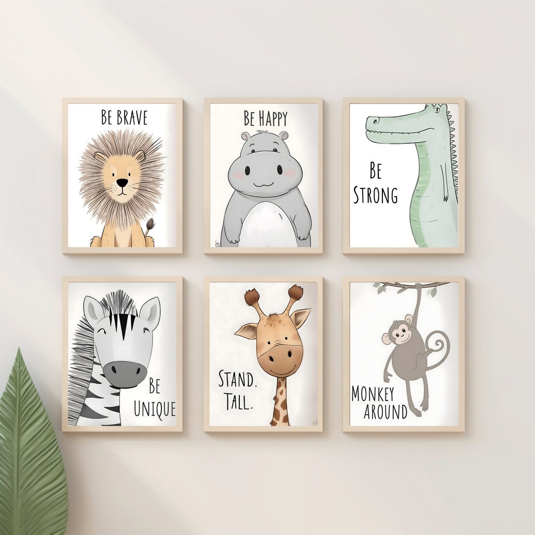 Watercolor Animal Nursery Prints – Baby Animal Wall Art Set – Safari ...