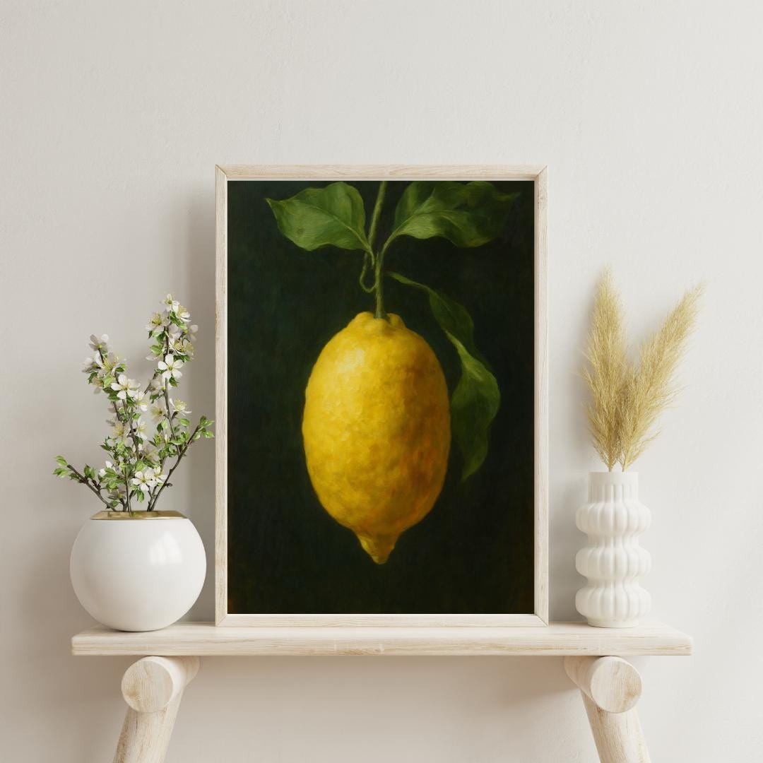 Vintage Lemon Painting - Vintage Lemon Poster, Printable Wall Art ...