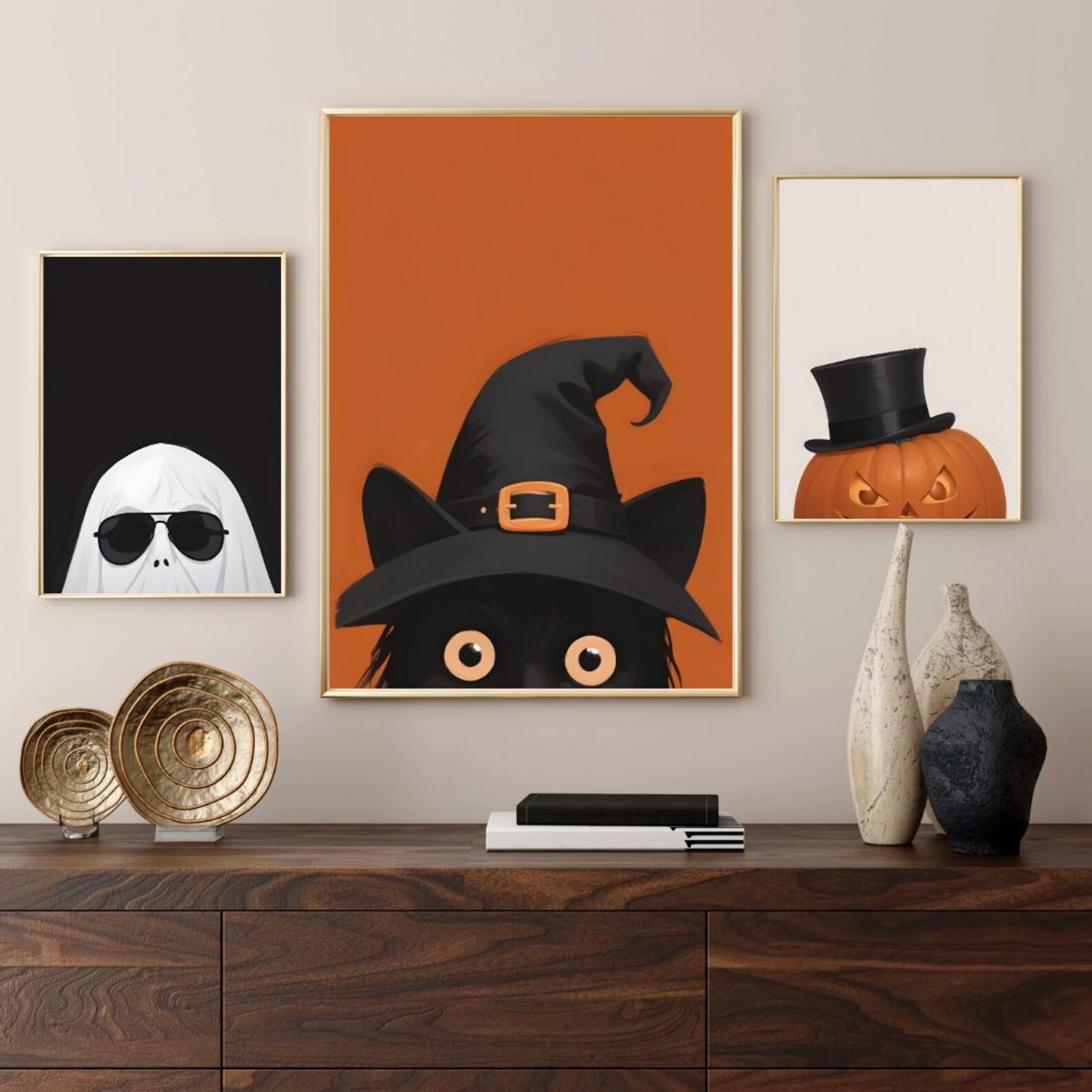 Spooky Halloween Art Prints Gallery Wall - Spooky Halloween Art Prints ...