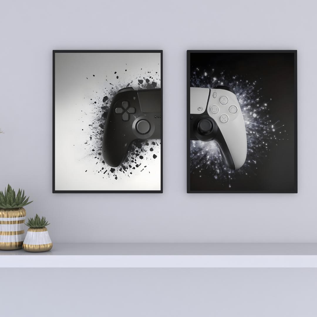 2 Pieces Rave Party Game Room Wall Art Prints - Black & White Canvas ...