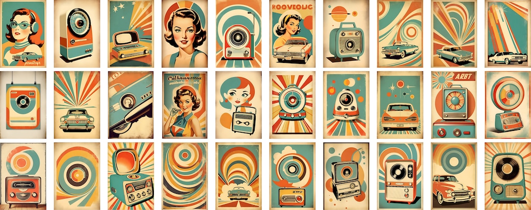 40 Retro Wall Art Bundle,vintage Gallery Sets,eclectic and Maximalist ...