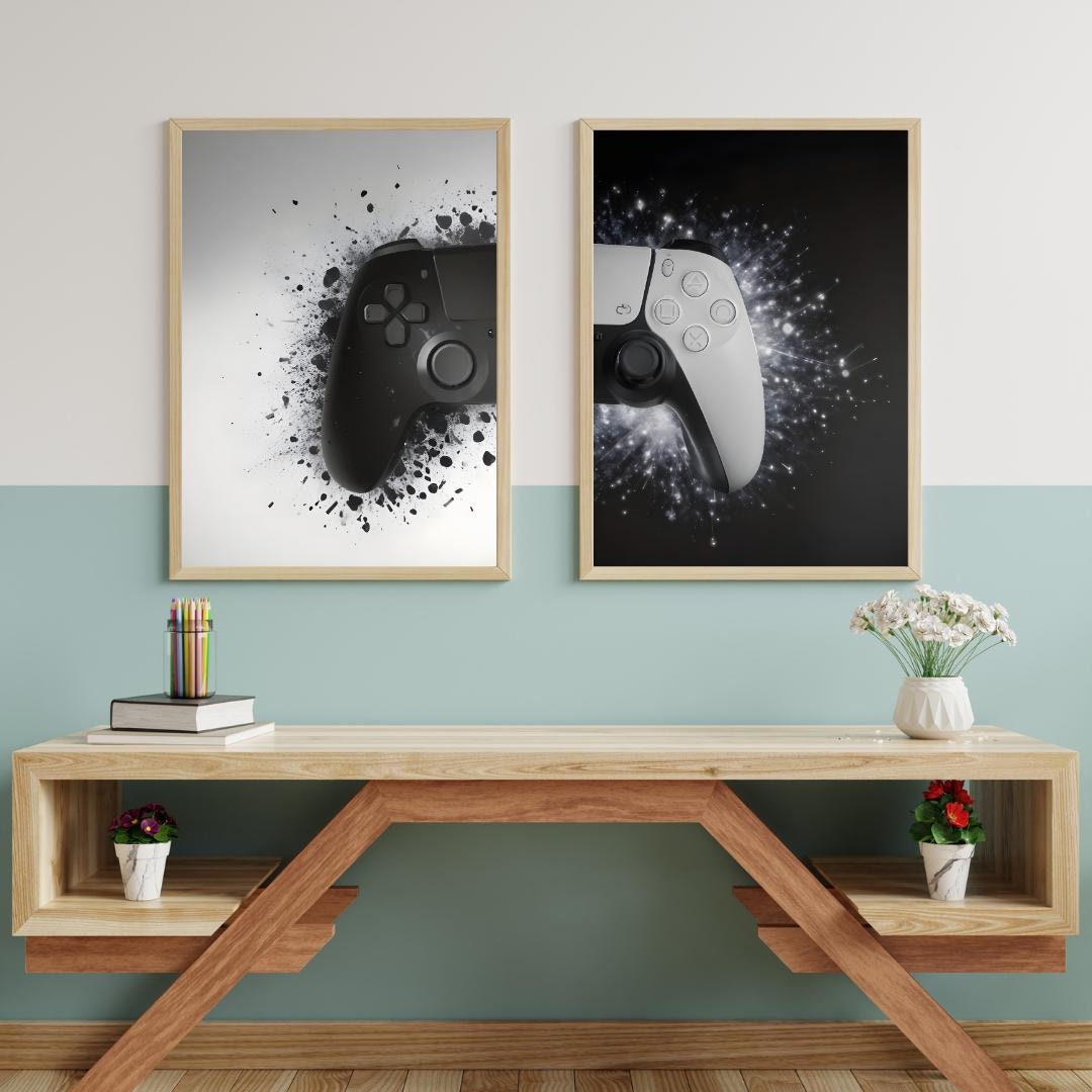 2 Pieces Rave Party Game Room Wall Art Prints - Black & White Canvas ...
