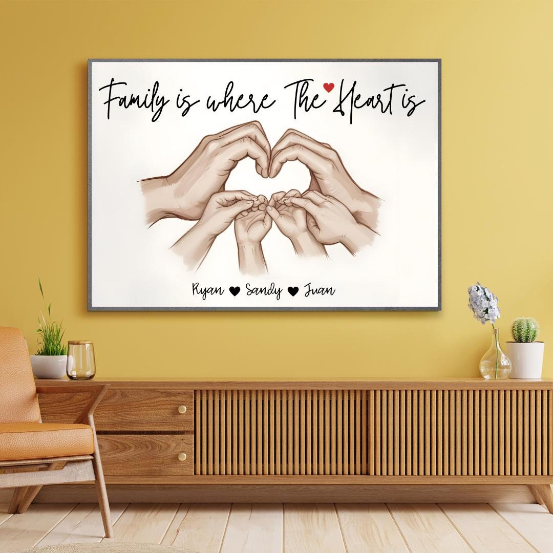 Personalized Wall Art, Parents Hands and Baby Wall Decor, Family Heart ...