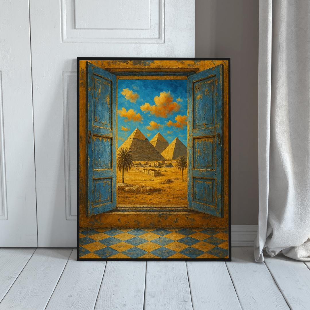 Ancient Egyptian Pyramids Printable Wall Art - Surreal Window View ...