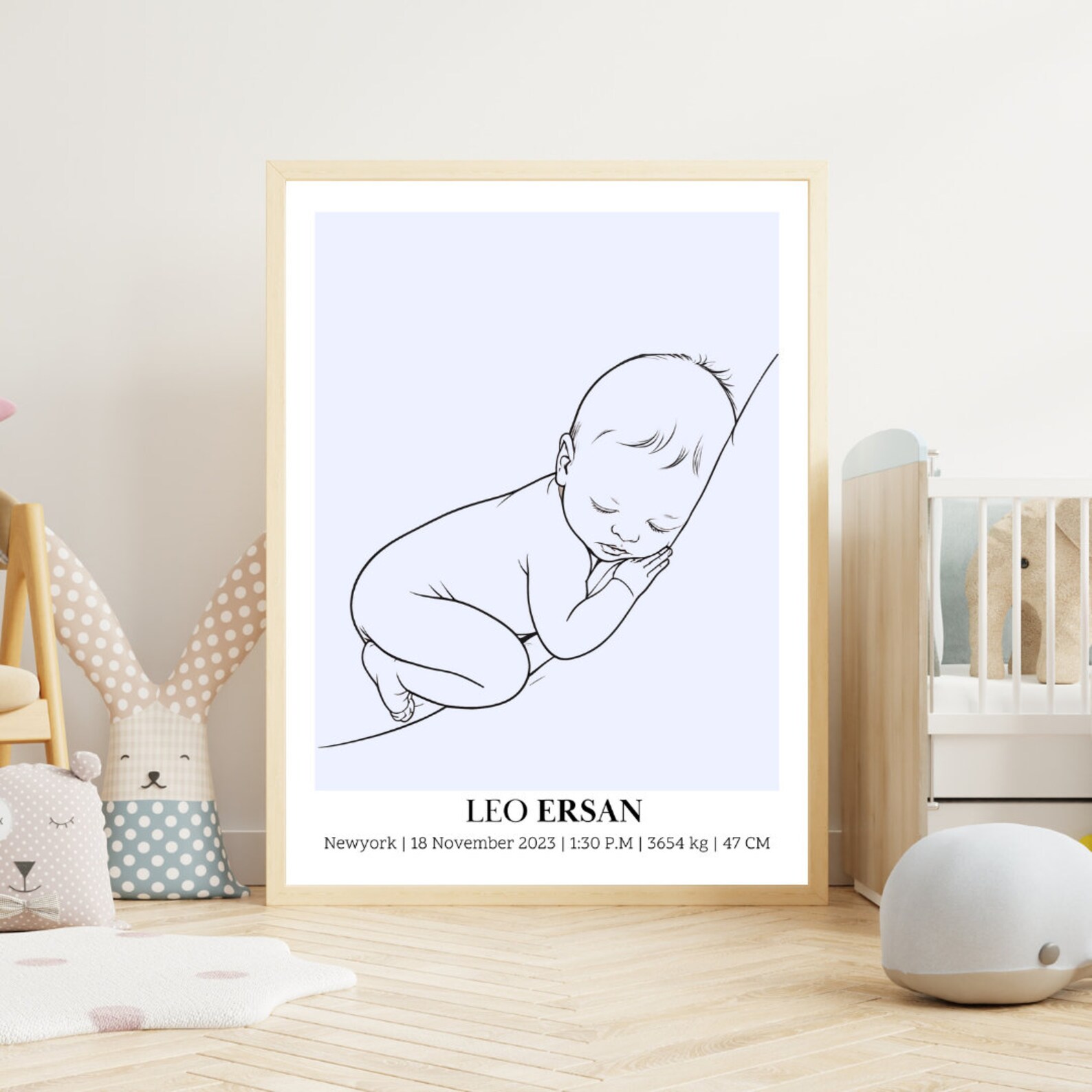 Canva Template Birth Poster Template, Newborn Illustration in Scale ...
