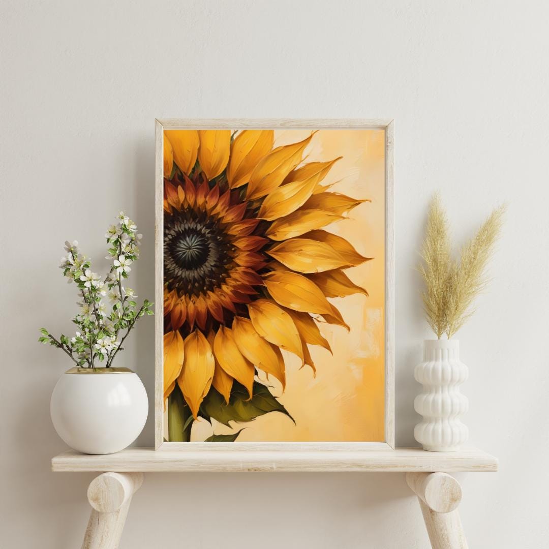 Vintage Sunflower Still Life Print – Rustic Kitchen Wall Art – Floral ...