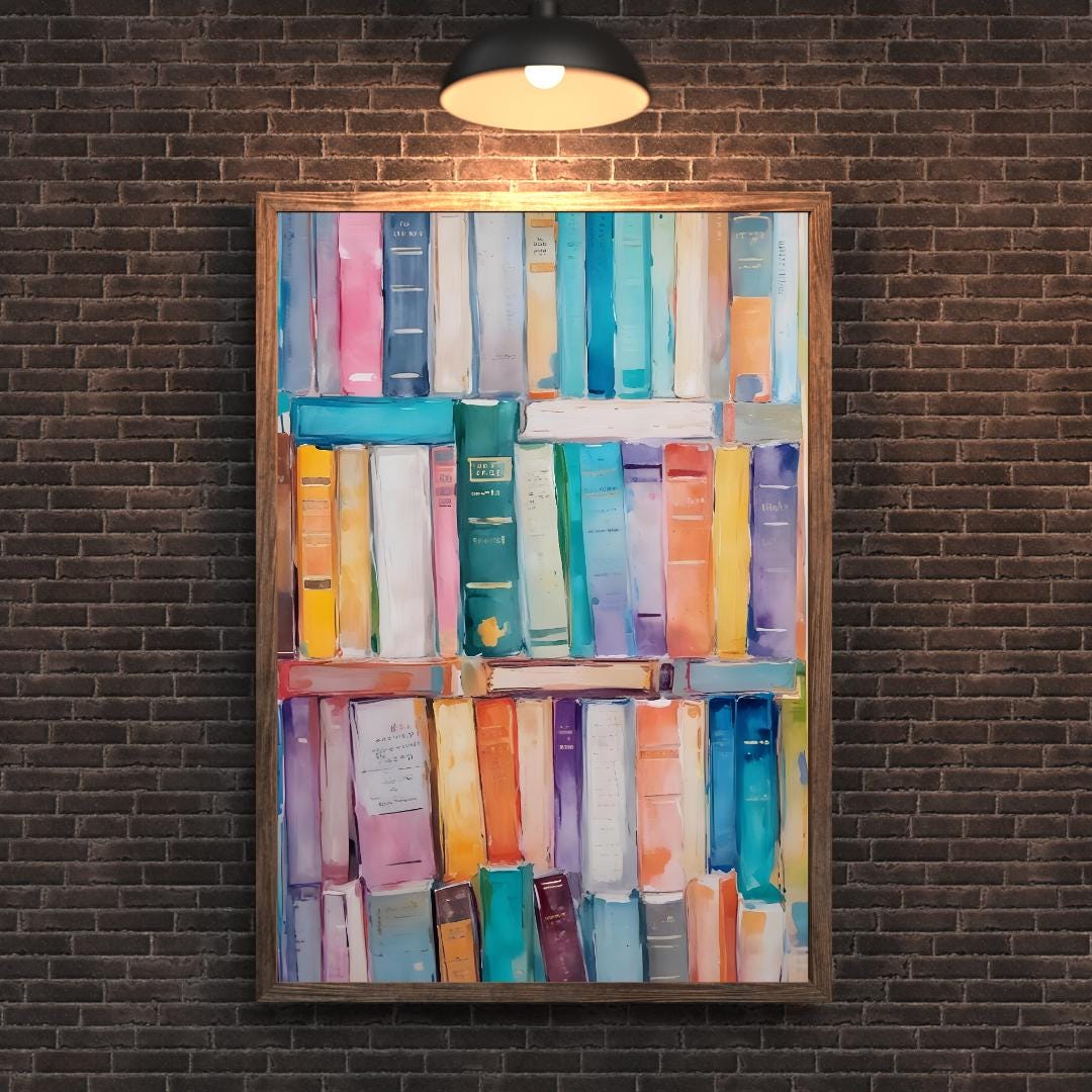 Colorful Bookshelf Abstract Print - Colorful Bookshelf Abstract Poster ...