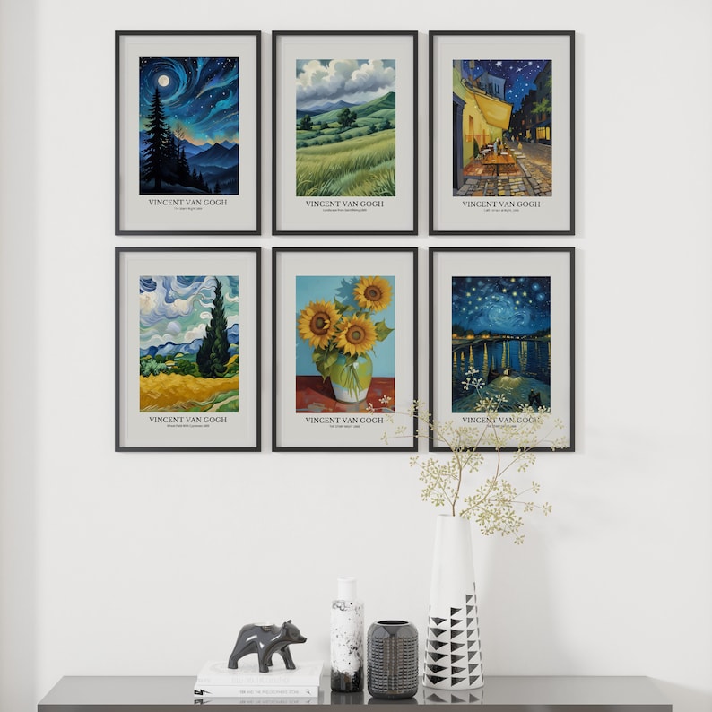 Vincent Van Gogh Set of 6 Art Prints , Digital Drawing Exhibition ...