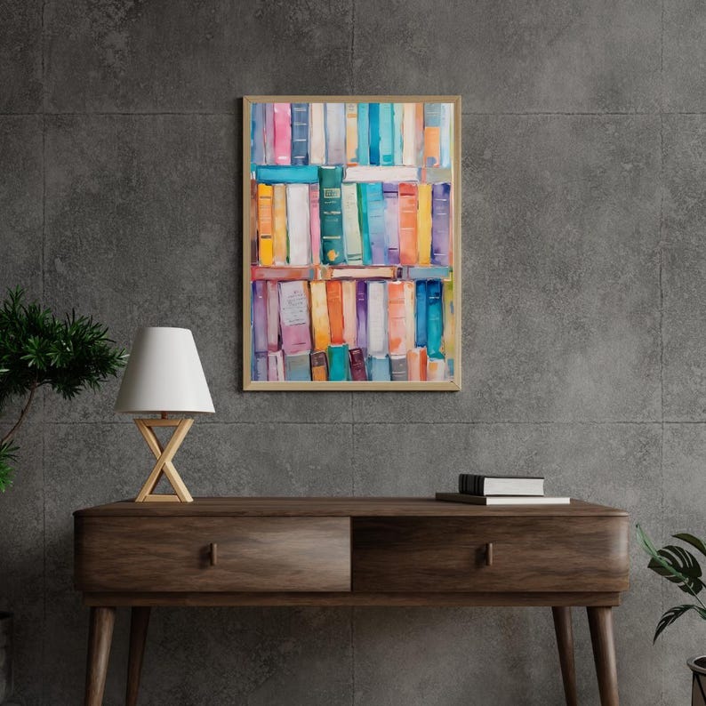 Colorful Bookshelf Abstract Print - Colorful Bookshelf Abstract Poster ...