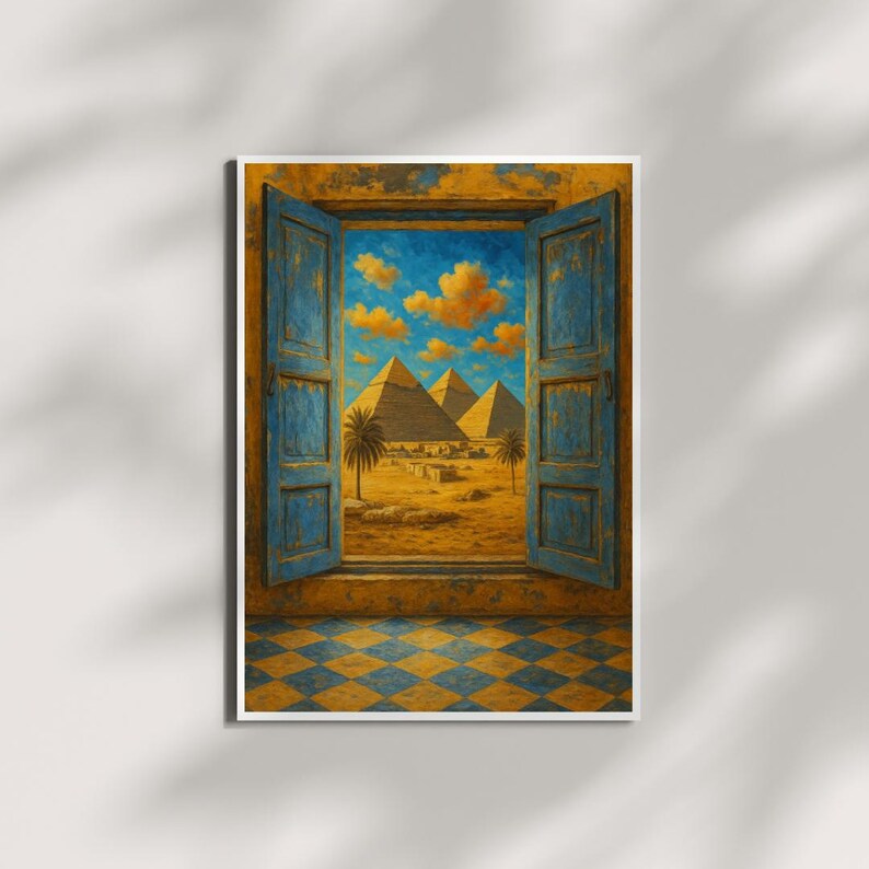 Ancient Egyptian Pyramids Printable Wall Art - Surreal Window View ...