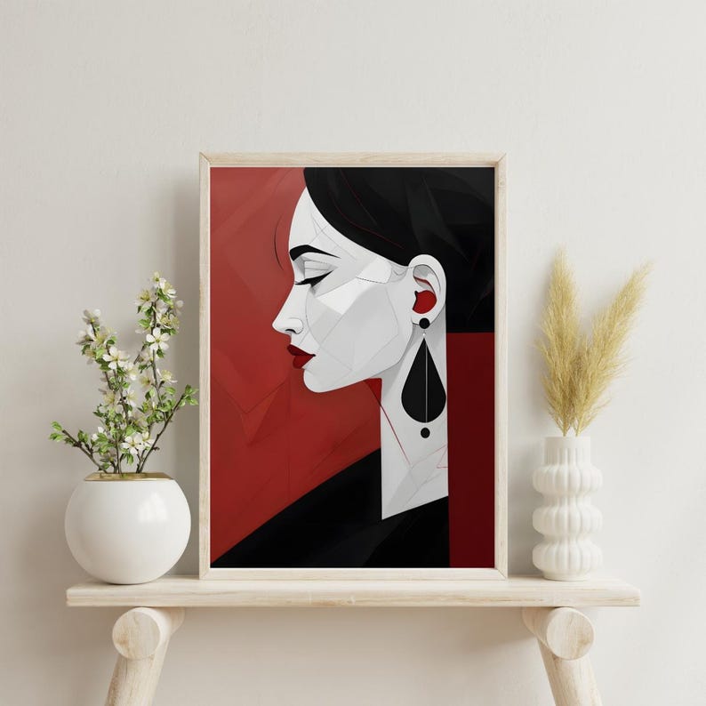 Red Abstract Woman Profile Print - Red Abstract Woman Profile Poster ...