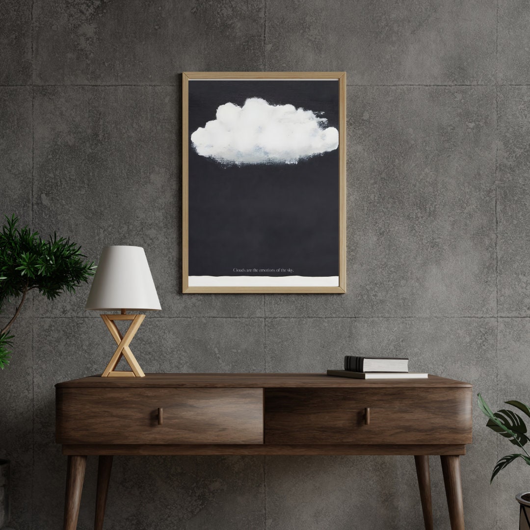 Blue Cloud Wall Art - Printable Blue Cloud Painting - Large Surreal ...
