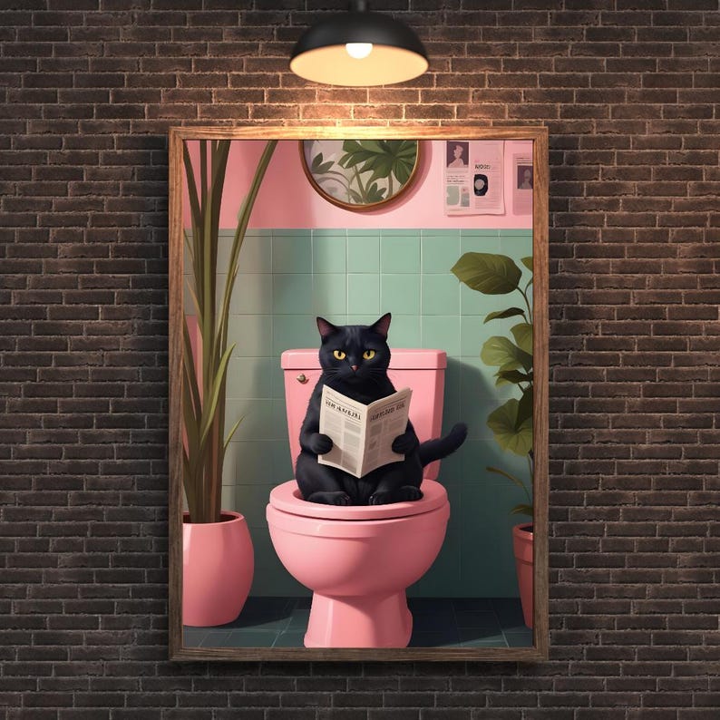 Funny Black Cat Reading Newspaper on Couch - Funny Black Cat Reading ...