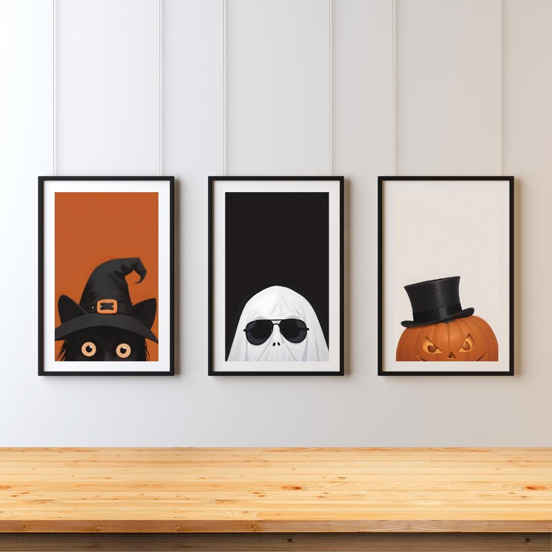 Spooky Halloween Art Prints Gallery Wall - Spooky Halloween Art Prints ...