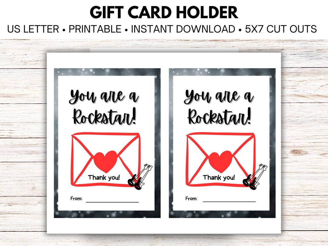 Gift Card Holder You Are a Rockstar Gift Card Background Holder for ...