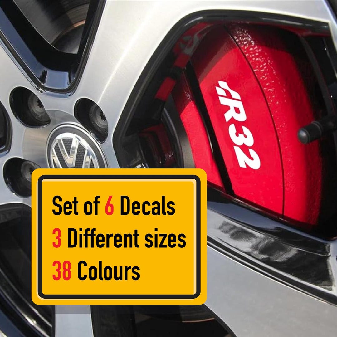 6-8 X VW Golf R32 Brake Caliper Vinyl Decals Stickers (LETTERING Only ...