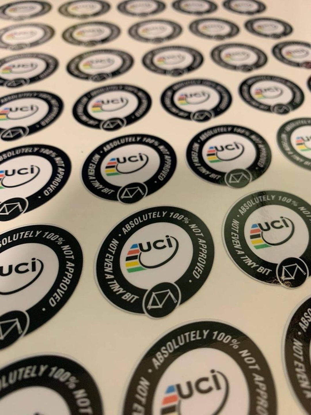 4 X UCI Approval Stickers - 100% Not Approved Road or Mountain Bike ...