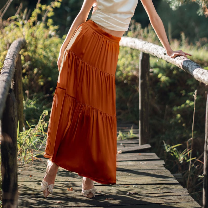 Orange Midi Skirt - Etsy