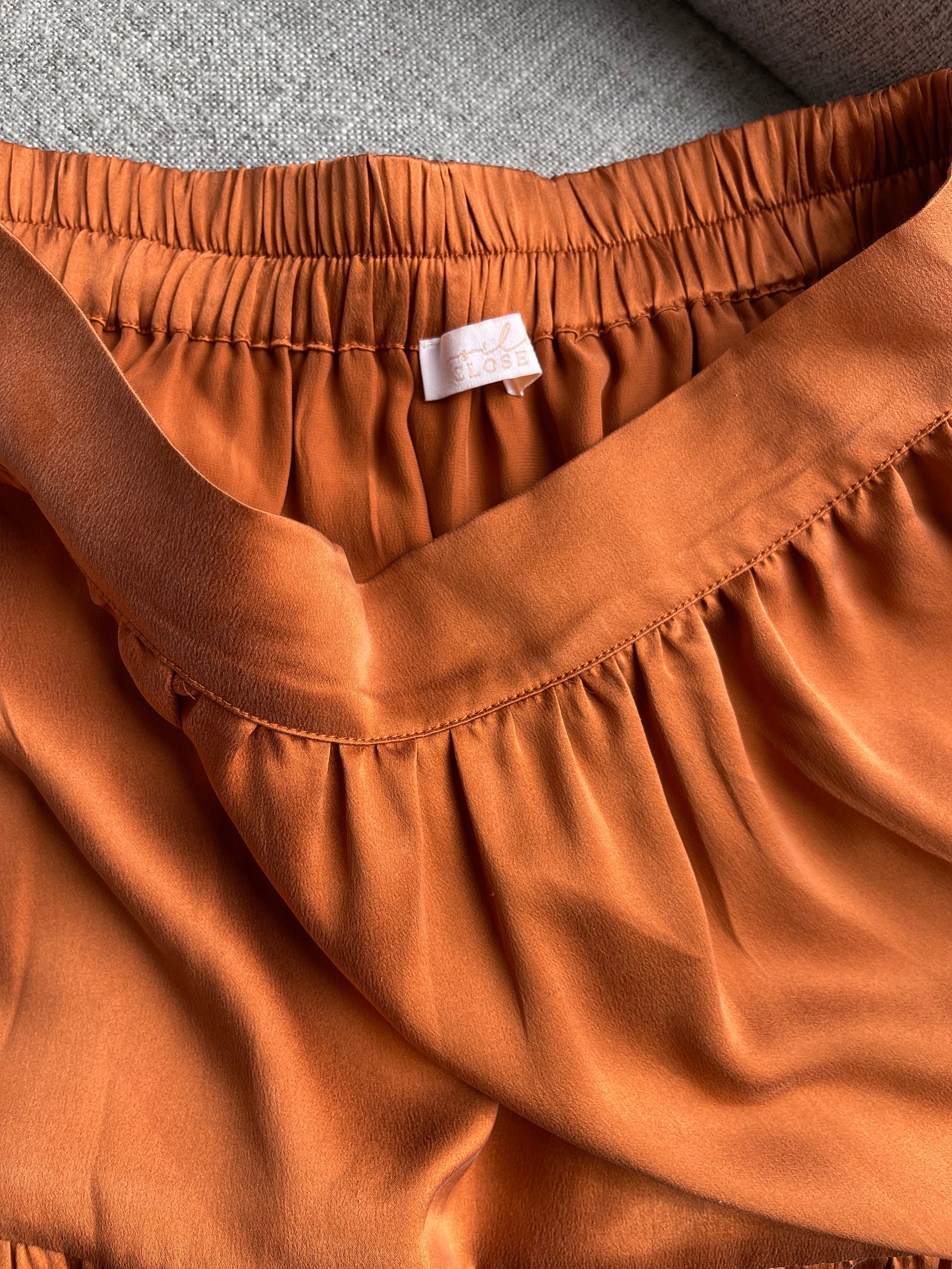 Rust Orange Silk Maxi Skirt | Long Boho Silk Skirt | Flowy Long Summer ...