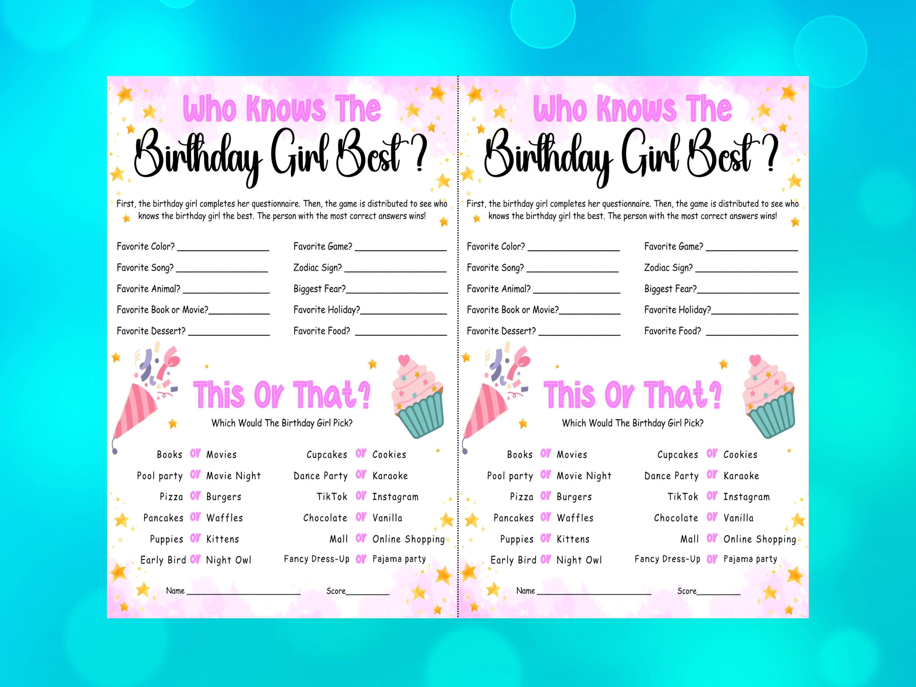 Who Knows the Birthday Girl Best How Well Do You Know the Birthday Girl ...