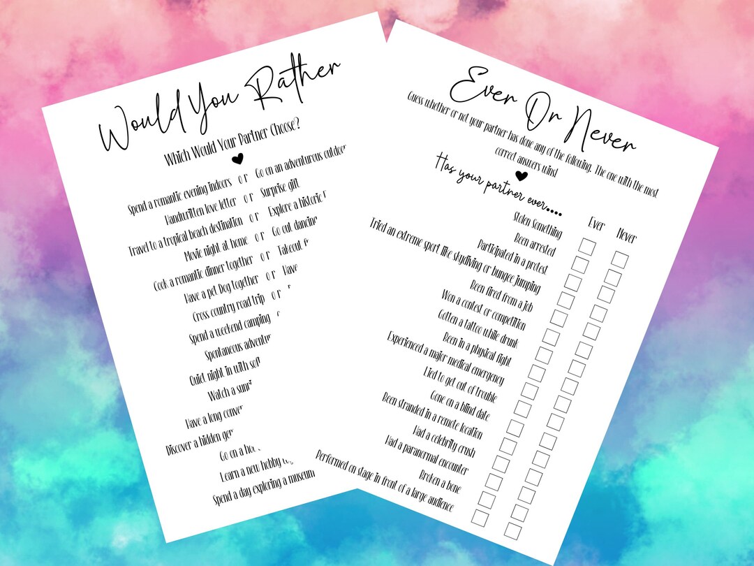Couple Games Printable, Date Night Games, Marriage Anniversary Games, Fun Party Games for ...