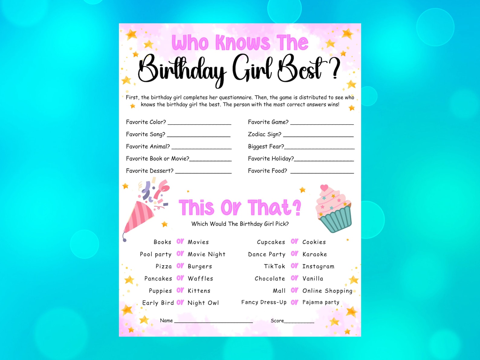 Who Knows the Birthday Girl Best How Well Do You Know the Birthday Girl ...