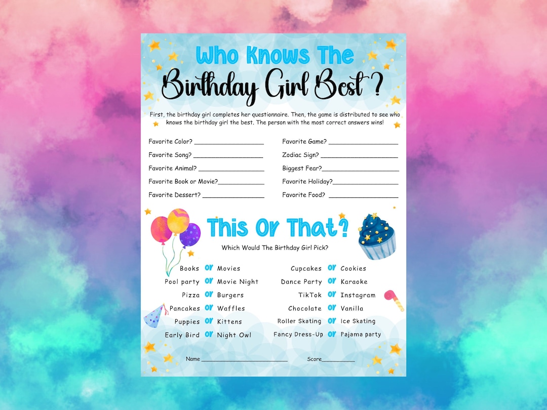 Who Knows the Birthday Girl Best How Well Do You Know the Birthday Girl ...