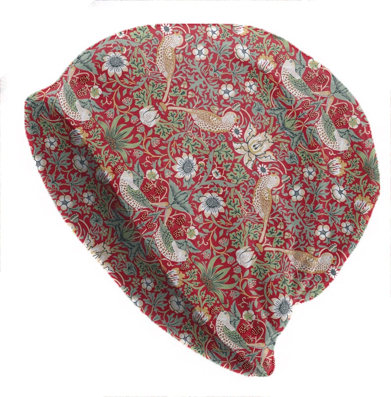 William Morris Strawberry Thief Slouchy Beanie – Soft Double-layer ...