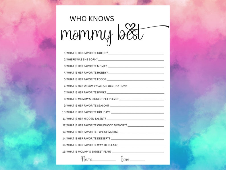 Who Knows Mommy Best Baby Shower Game How Well Do You Know Mommy Baby ... Who Knows Mommy Best Baby Shower Game How Well Do You Know Mommy Baby ...
