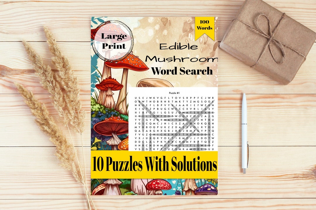 Edible Mushroom Printable Word Search Game Mushroom Forager Gift ...
