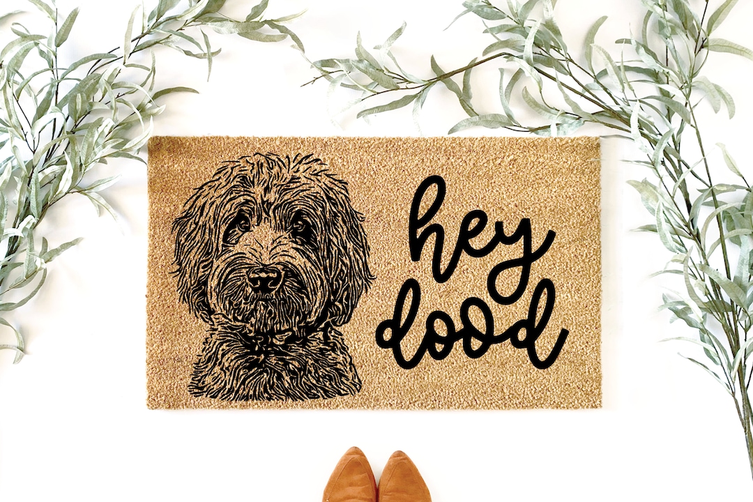 HEY DOOD Goldendoodle Funny Doormat, Funny Dog Doormat, Custom Doormat ...