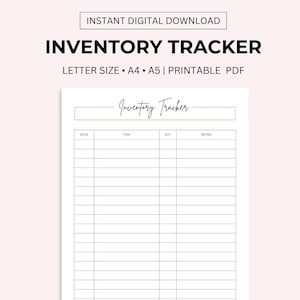 Inventory Tracker Printable, Inventory Organizer, Inventory Management ...
