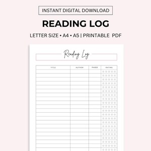 Reading Log Printable, Book Log, Reading Tracker, Books to Read, Books ...