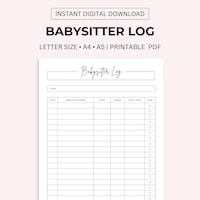 Daily Baby Log Template, Editable, Printable, Baby Care, Nanny Log, New ...