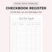 Checkbook Register Printable, Check Transaction Tracker, Checkbook Log ...