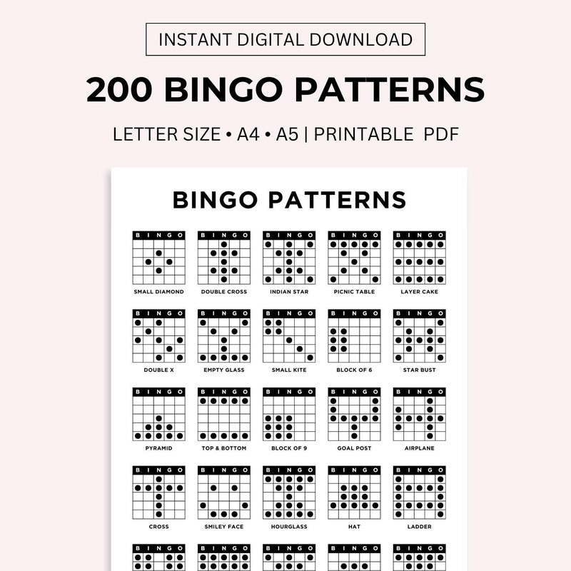 Bingo Pattern Template - Etsy