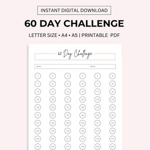 60 Days Challenge Printable, Goal Setting, Progress Tracker, Challenge ...