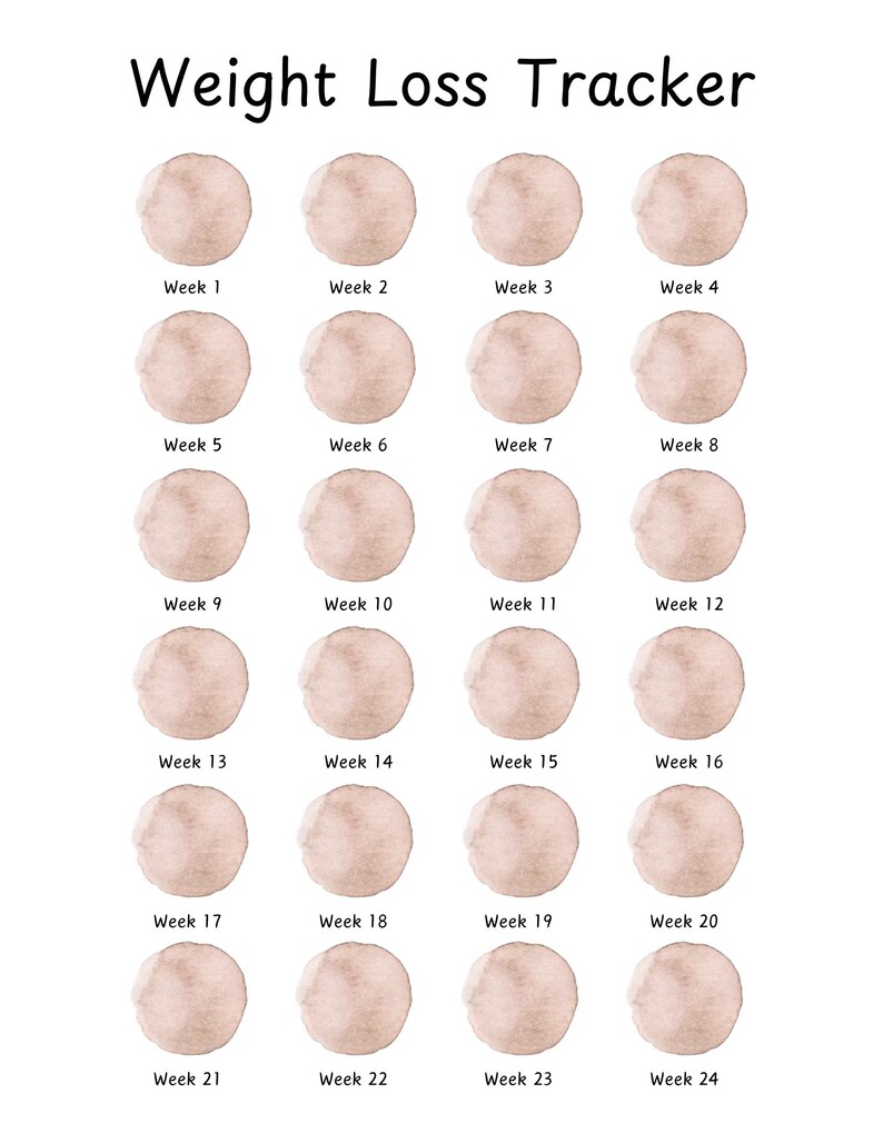 24-week Weight Loss Tracker Printable (PDF) - Etsy