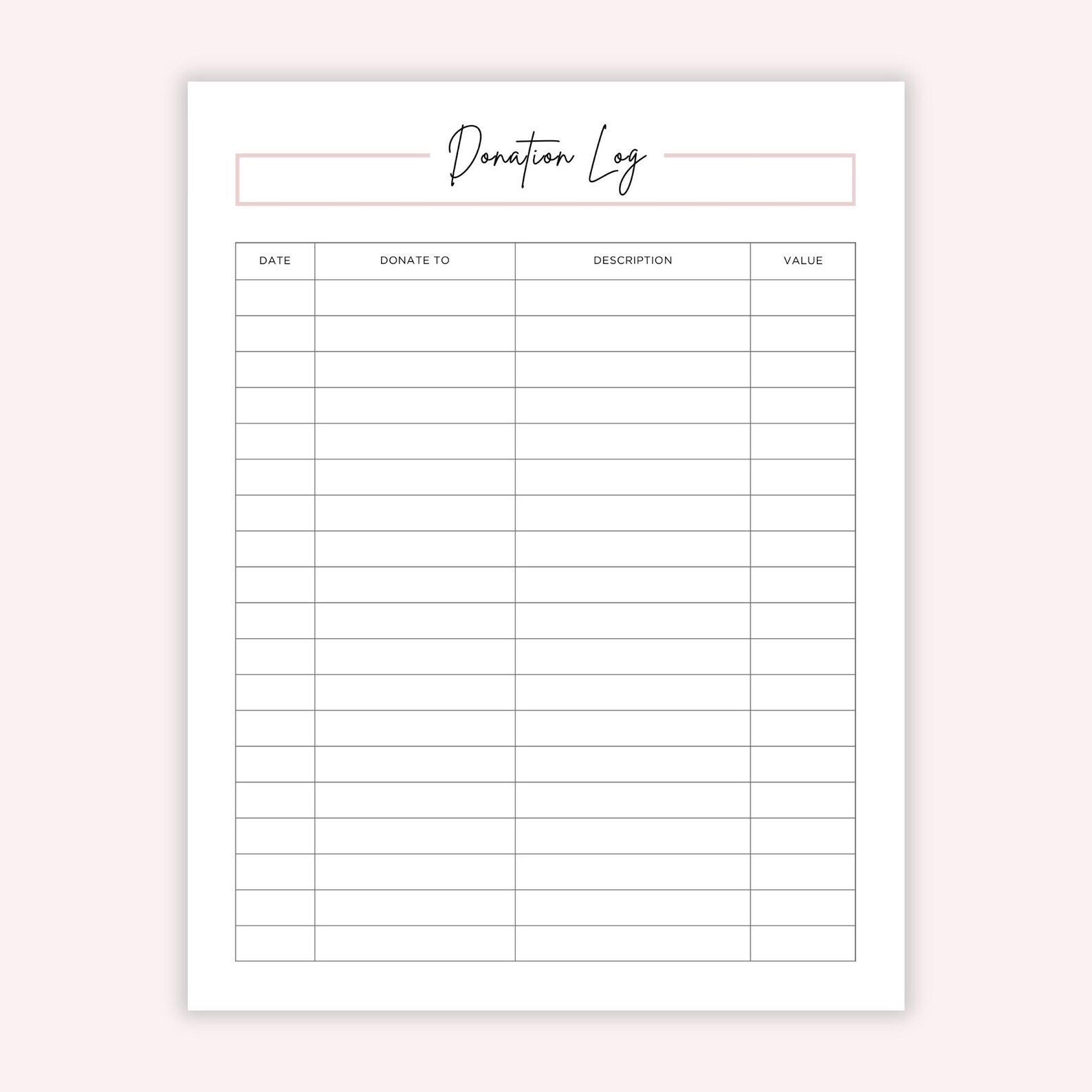 Donation Log Printable, Charitable Donations, Financial Planner - Etsy