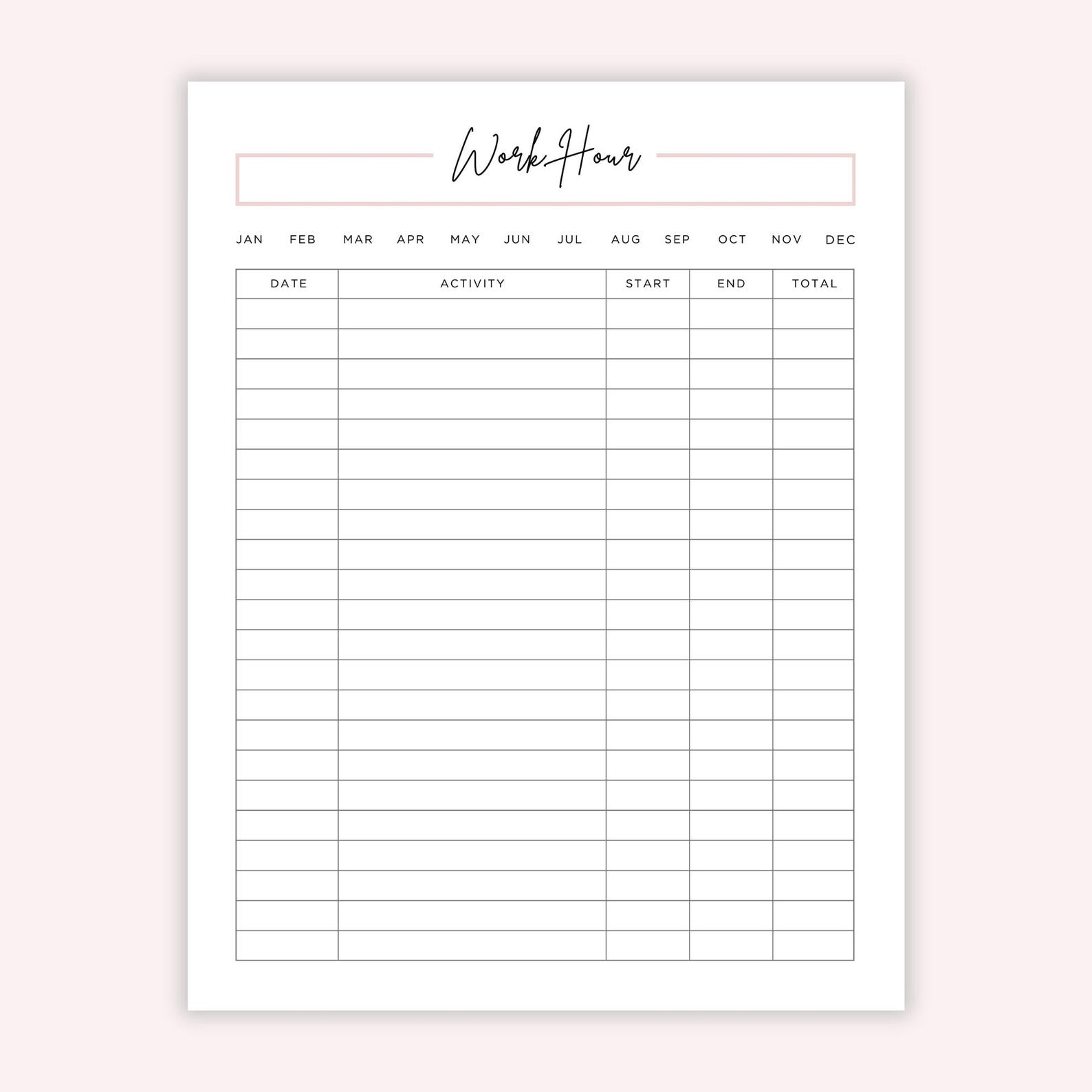 Work Hours Log Printable: Time & Task Tracker (PDF) - Etsy