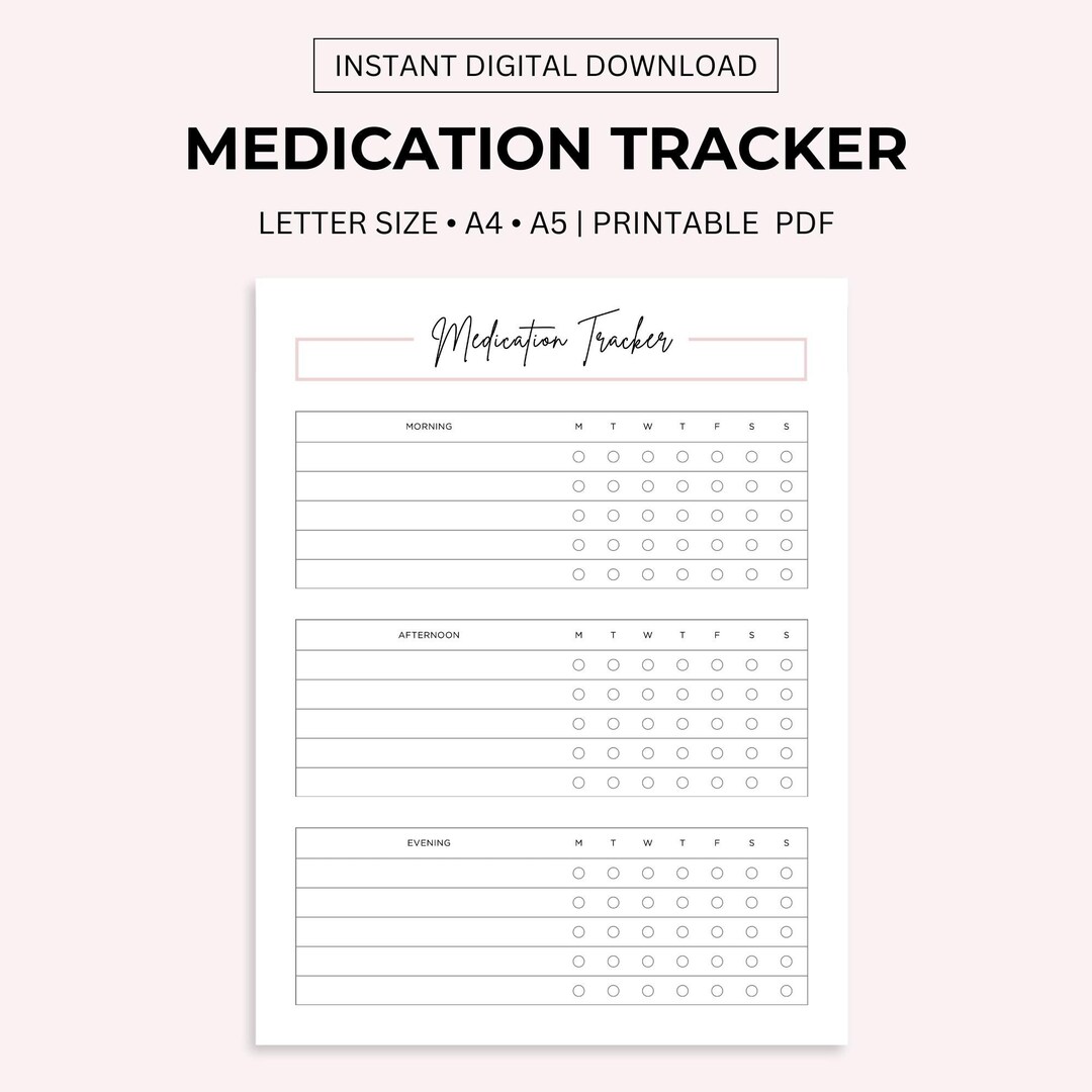 Medication Tracker Printable, Medication Log, Medication Schedule ...